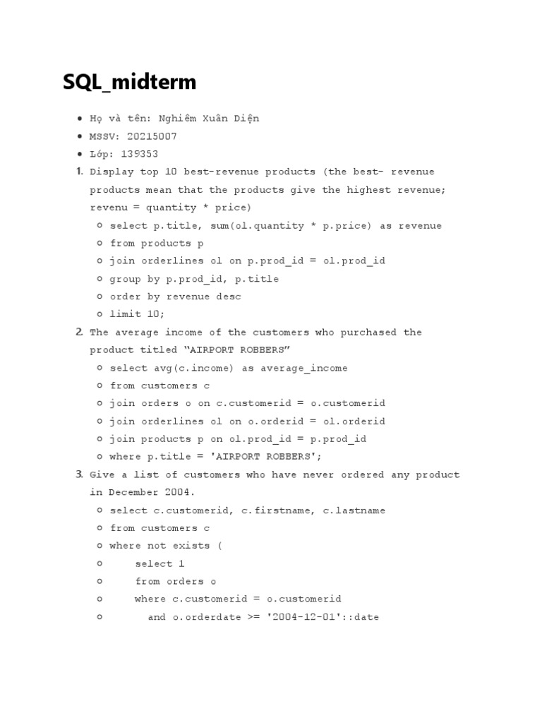 SQL Midterm | PDF | Economies