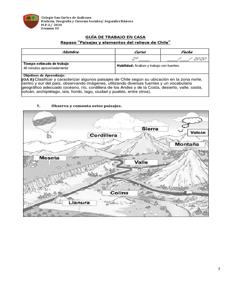 H2 Semana 33 Actividad 2. Repaso Paisaje y Elementos Del Relieve de ...