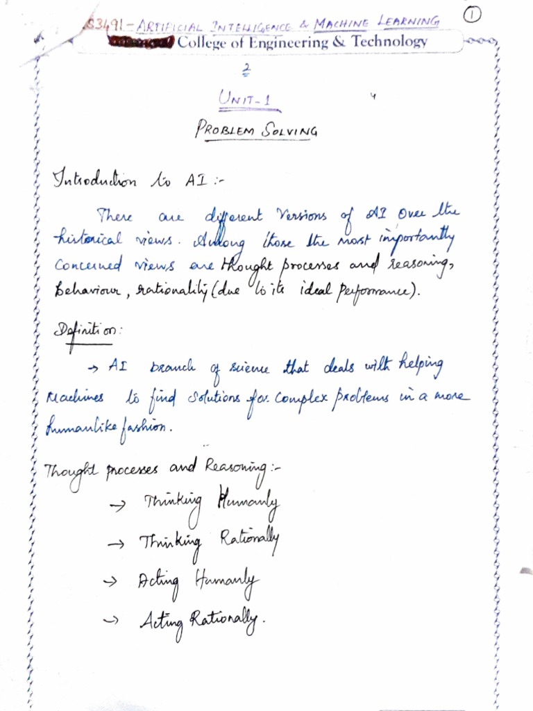 Unit 1 AIML NOTES | PDF