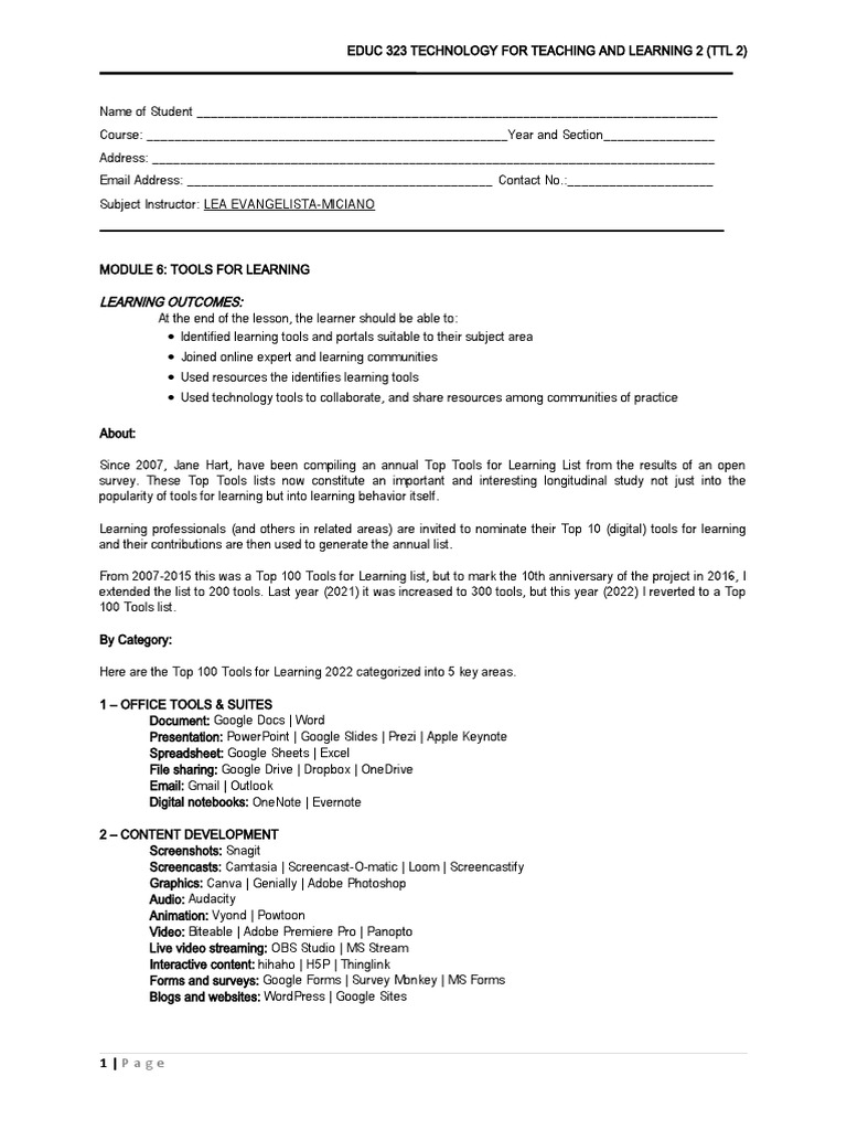 Module 6 Ttl2 | PDF | Learning | Multimedia