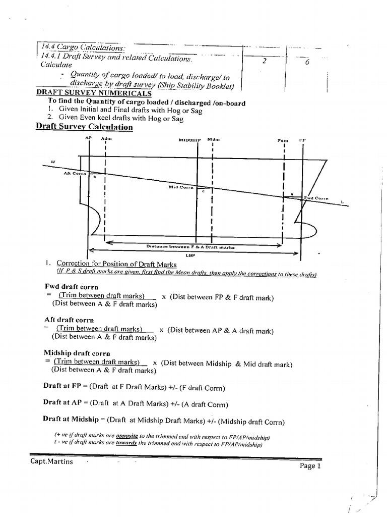 Numericals - Draft Survey - Capt. Martins | PDF