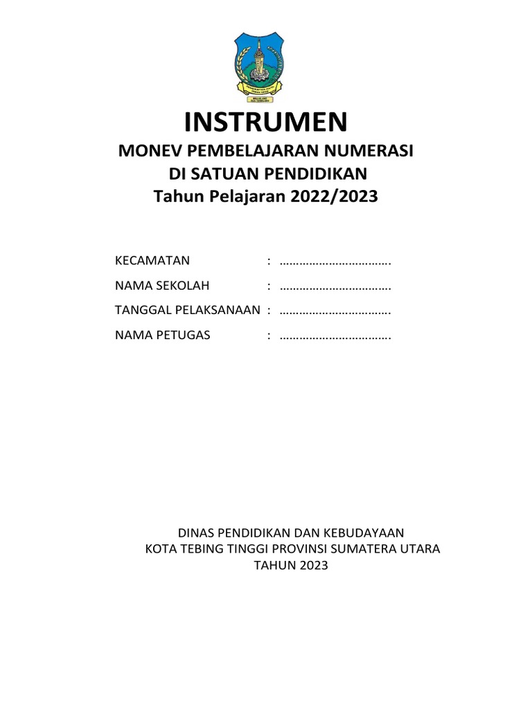 Instrumen Monev Pembelajaran Numerasi | PDF
