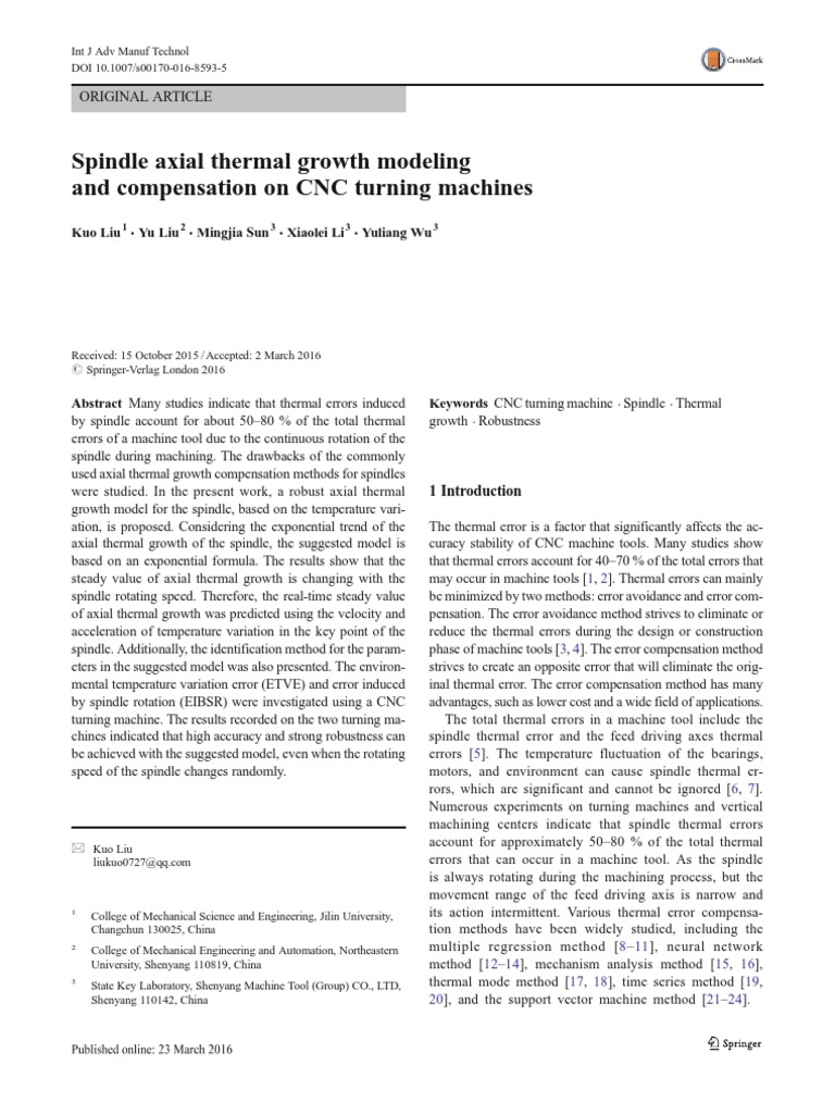 Spindle Thermal Growth Model for CNC | PDF | Science & Mathematics ...