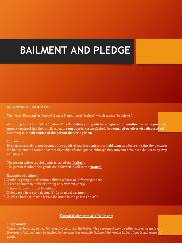 Bailment and Pledge | PDF | Property Law | Justice