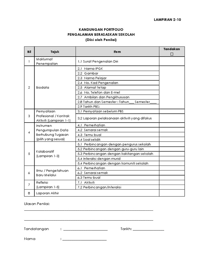 Kandungan Portfolio PBS | PDF