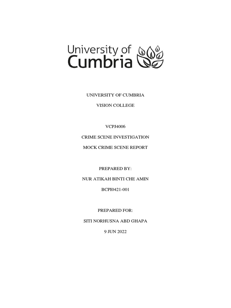 Mock Crime Scene Report (Redo) | PDF
