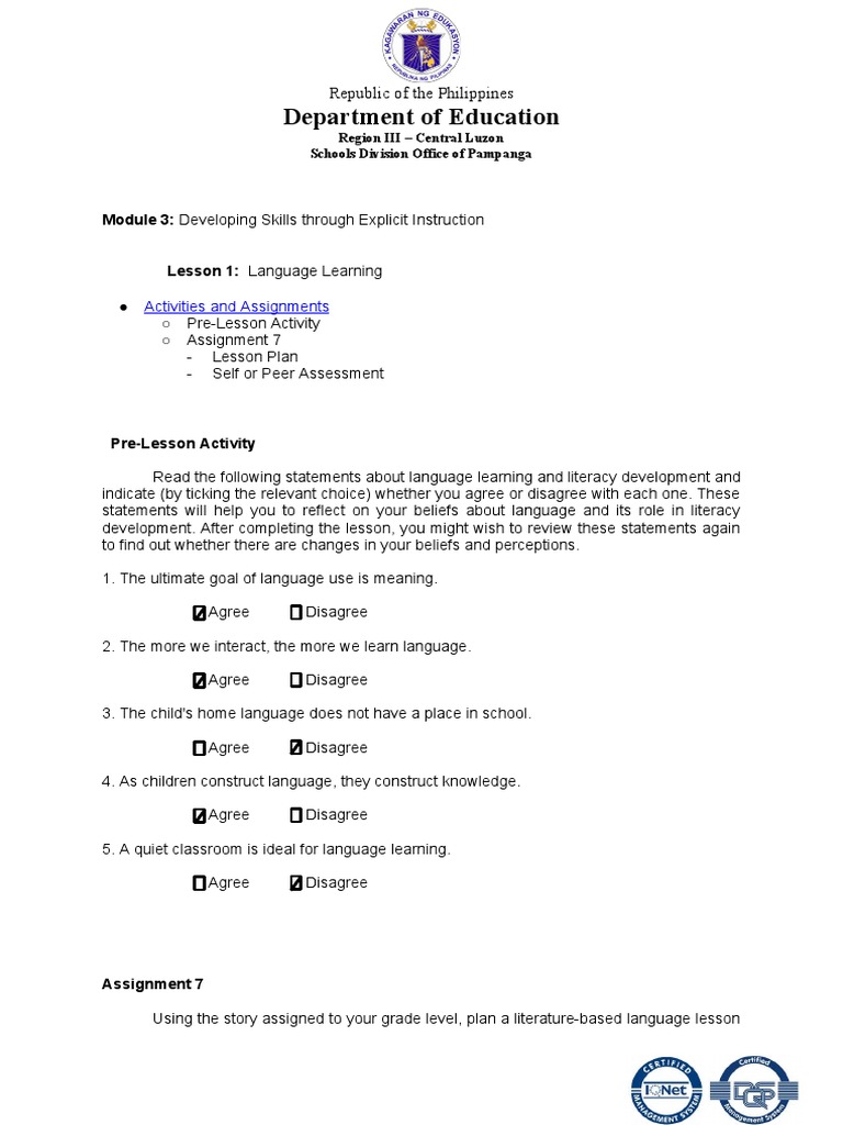 Elln Module 3, Lesson 1 | PDF