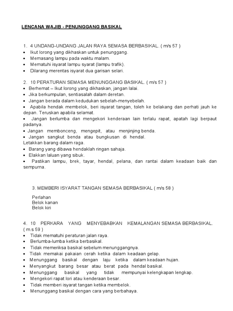 NOTA LOG LENCANA WAJIB (Penunggang Basikal) | PDF