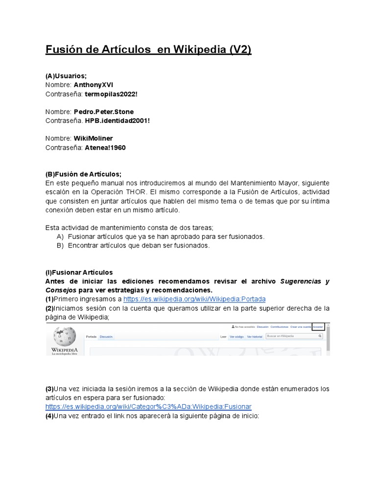 Manual Fusion de Articulos Wikipedia V2 | PDF