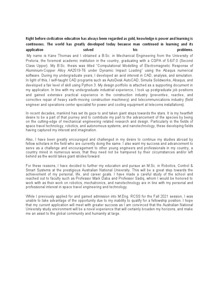 GTE Sop 101 Australia For University | PDF | Mechanical Engineering ...