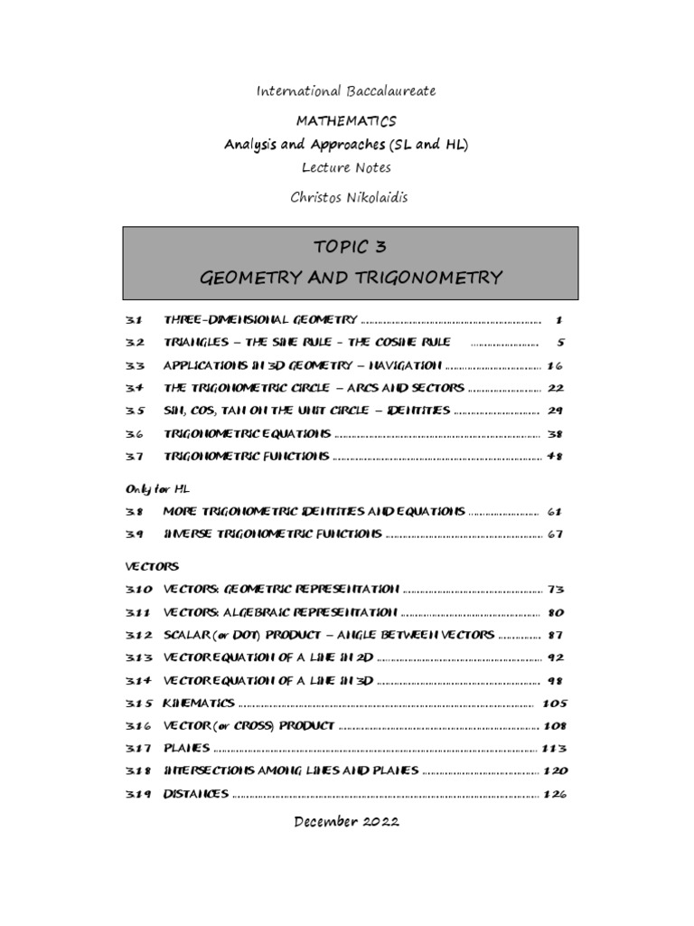 Topic 3. Geometry and Trigonometry | PDF | Trigonometric Functions ...