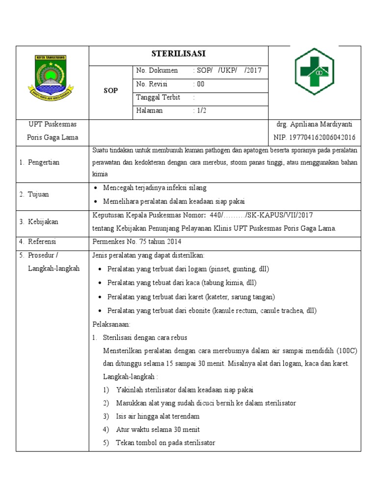 8.6.1.2 Sop Sterilisasi | PDF