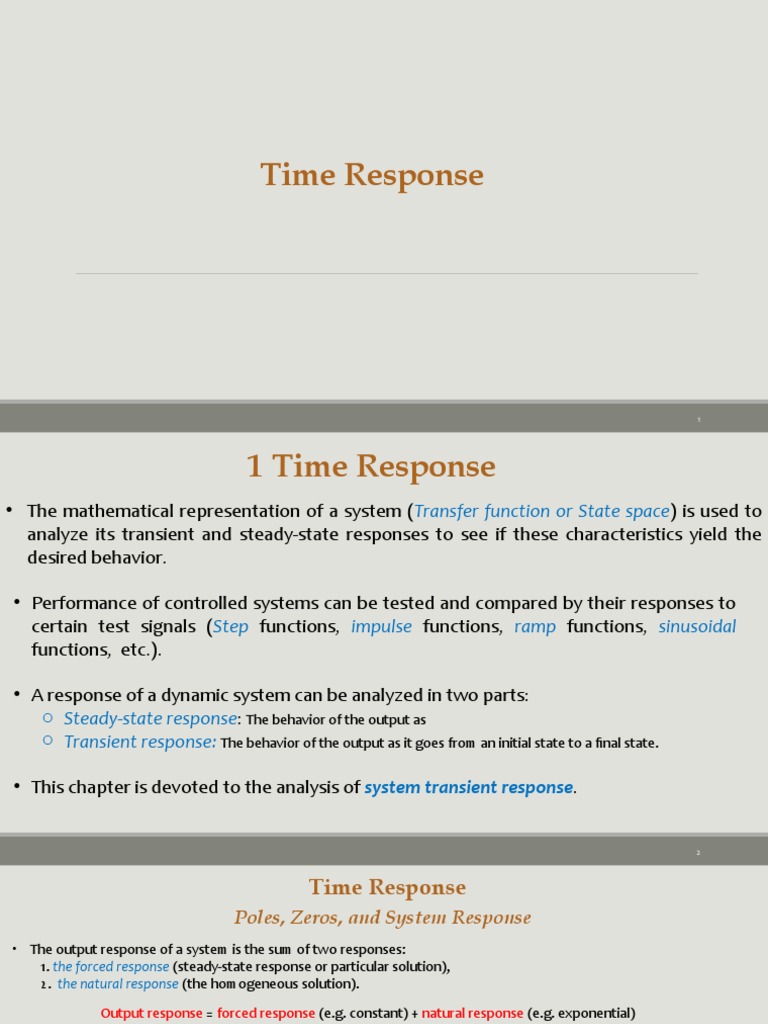 Time Response | PDF | Damping | Mathematical Analysis