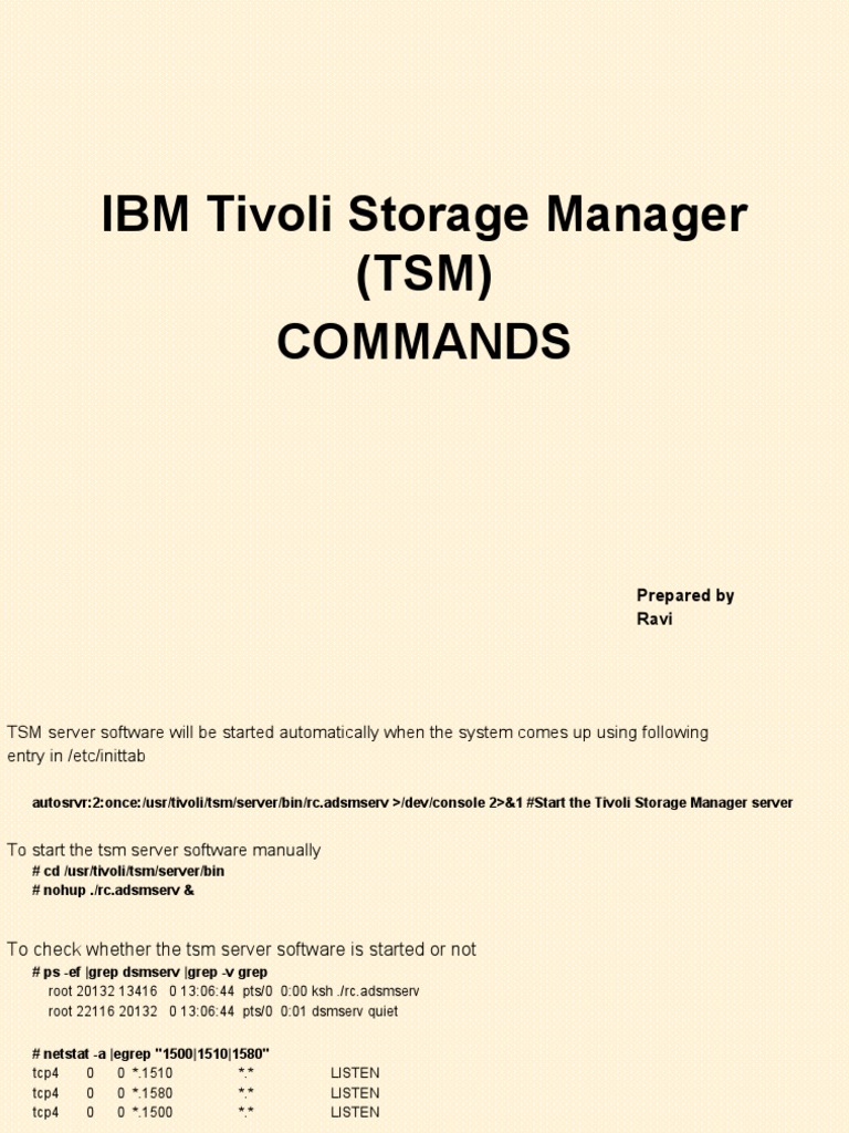 Ibm Tsm Commands | PDF