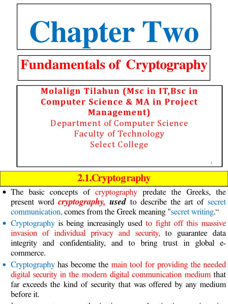 Chapter Two - Fundamentals of Cryptography PPT Edited2 | PDF
