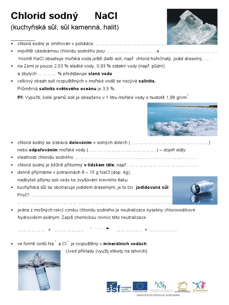 Chlorid Sodny Pracovni List 09 Ch9 Doc | PDF