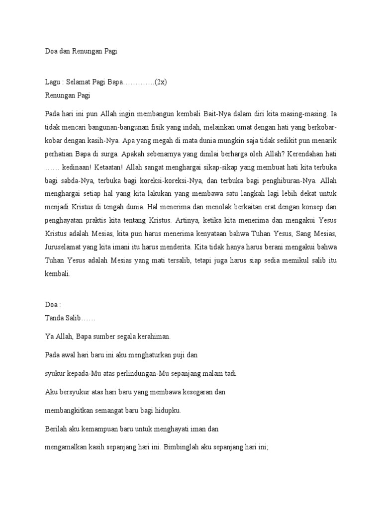 Renungan Doa Pagi Katolik | PDF