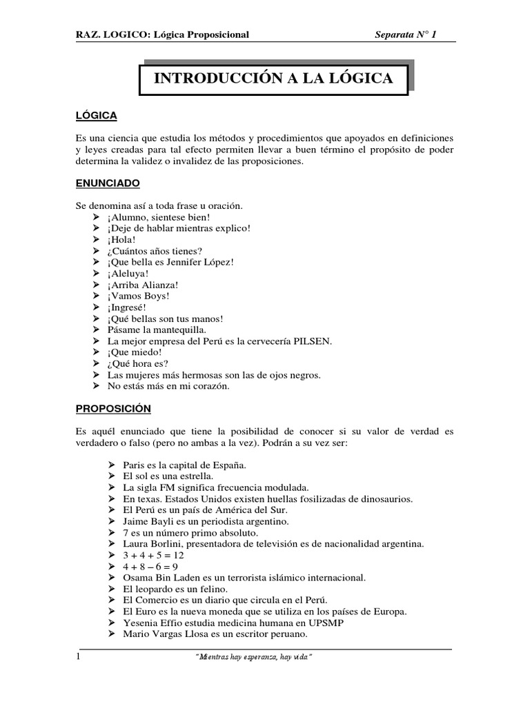 Logica Proposicional | PDF | Proposición | Si y solo si