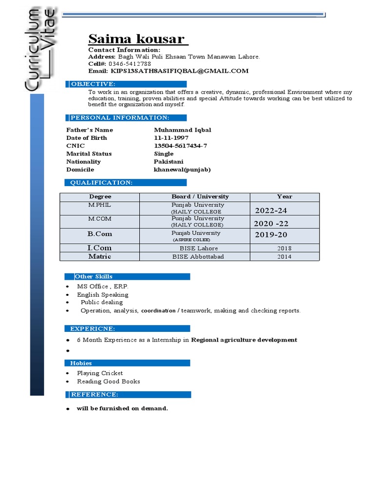 CV Asif Iqbal | PDF | Career & Growth
