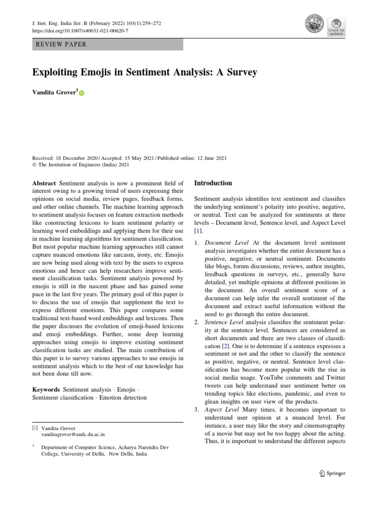 Exploiting Emojis in Sentiment Analysis A Survey | PDF | Machine Learning | Statistical ...