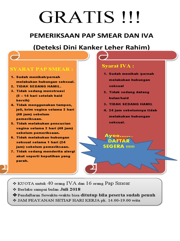 Syarat dan Pendaftaran Pap Smear Gratis | PDF