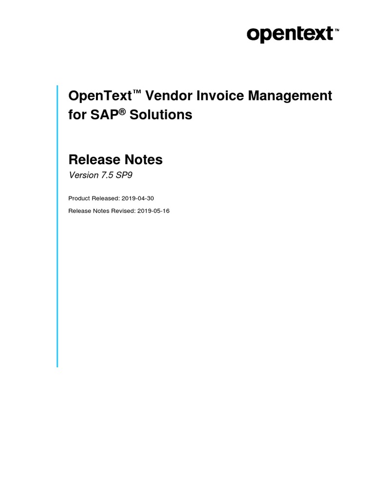 OpenText Vendor Invoice Management 75 SP9 Release Notes | PDF | Point ...