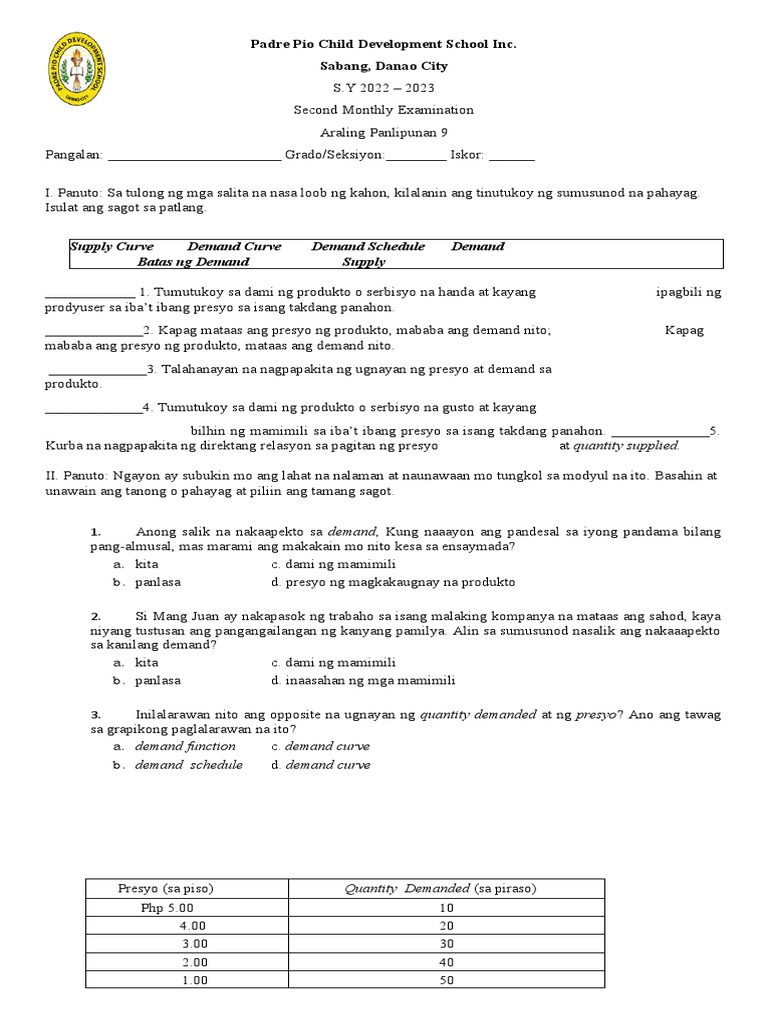 2ND Monthly Exam | PDF