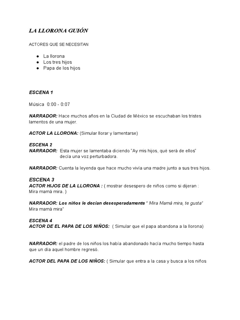 La Llorona Guión Pdf