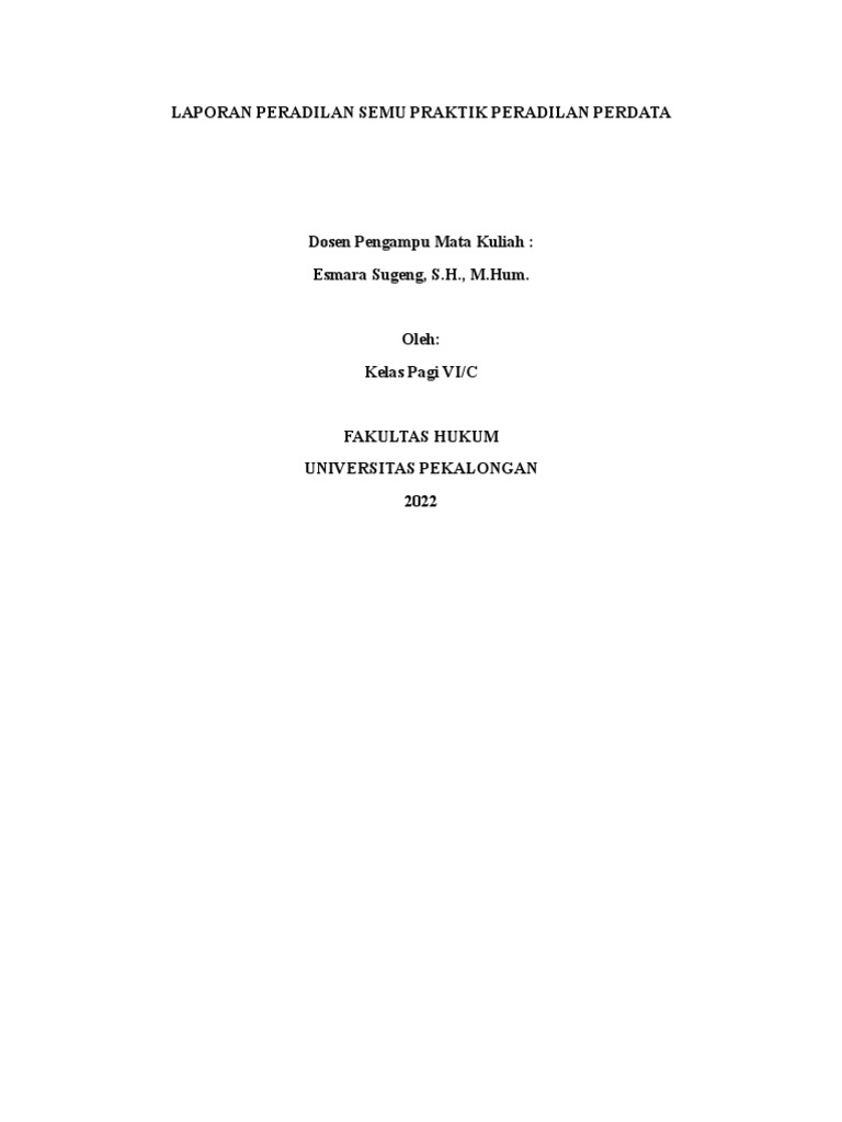 Laporan Peradilan Semu Praktik Peradilan Perdata C | PDF