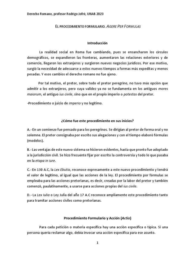 El Procedimiento Formulario, Generalidades y Las Acciones | PDF ...