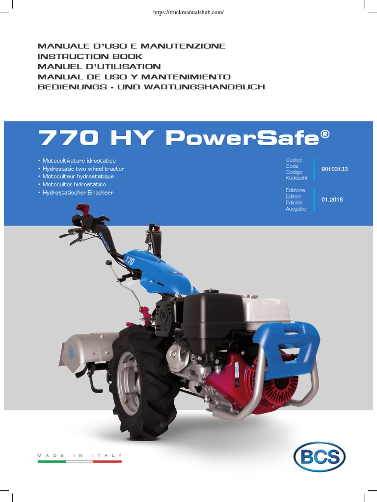 BCS 770 HY Two Wheel Tractor Instruction Book | PDF | Business | Computers