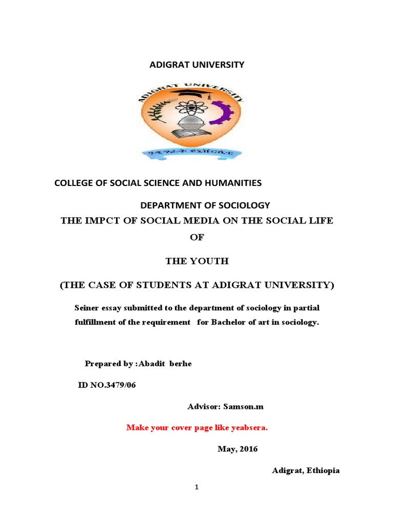 Adigrat University | PDF | Mass Media | Social Media