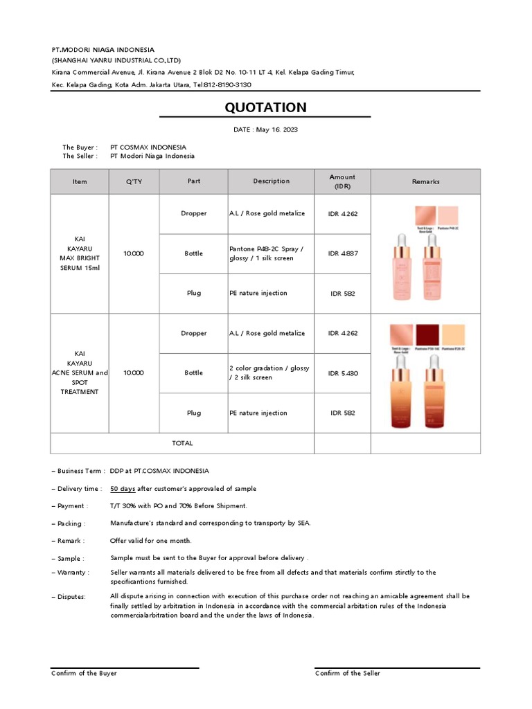 20230517 Quotation Kai Kayaru Serum Revisi | PDF