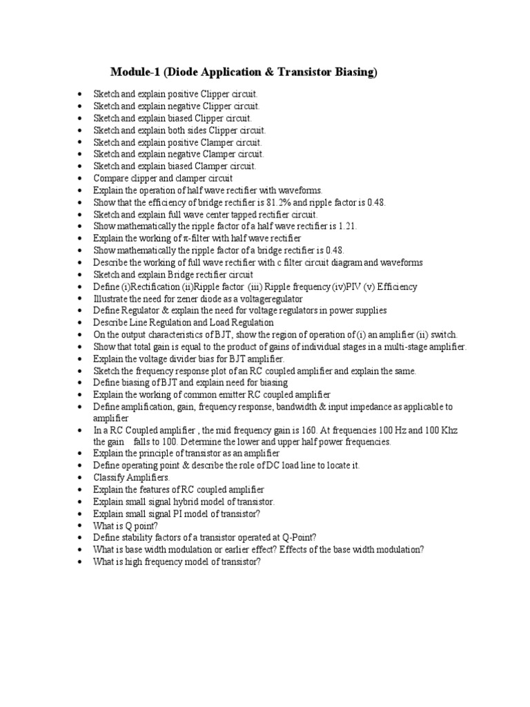 Analog Electronics Model Question College | PDF | Amplifier | Rectifier