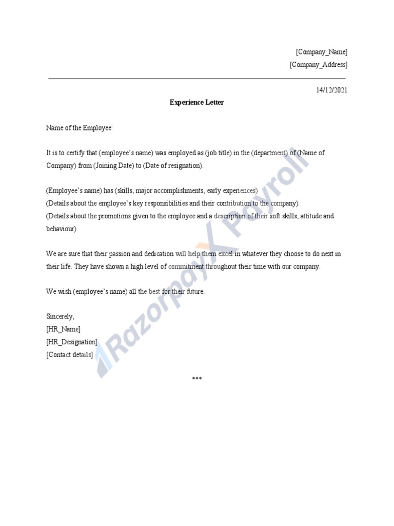 Experience Letter Format DesignPDF | PDF | Career & Growth