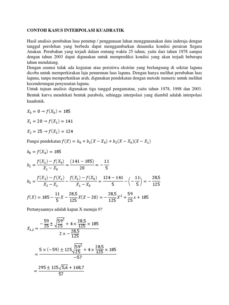 Contoh Kasus Interpolasi Kuadratik 1 | PDF