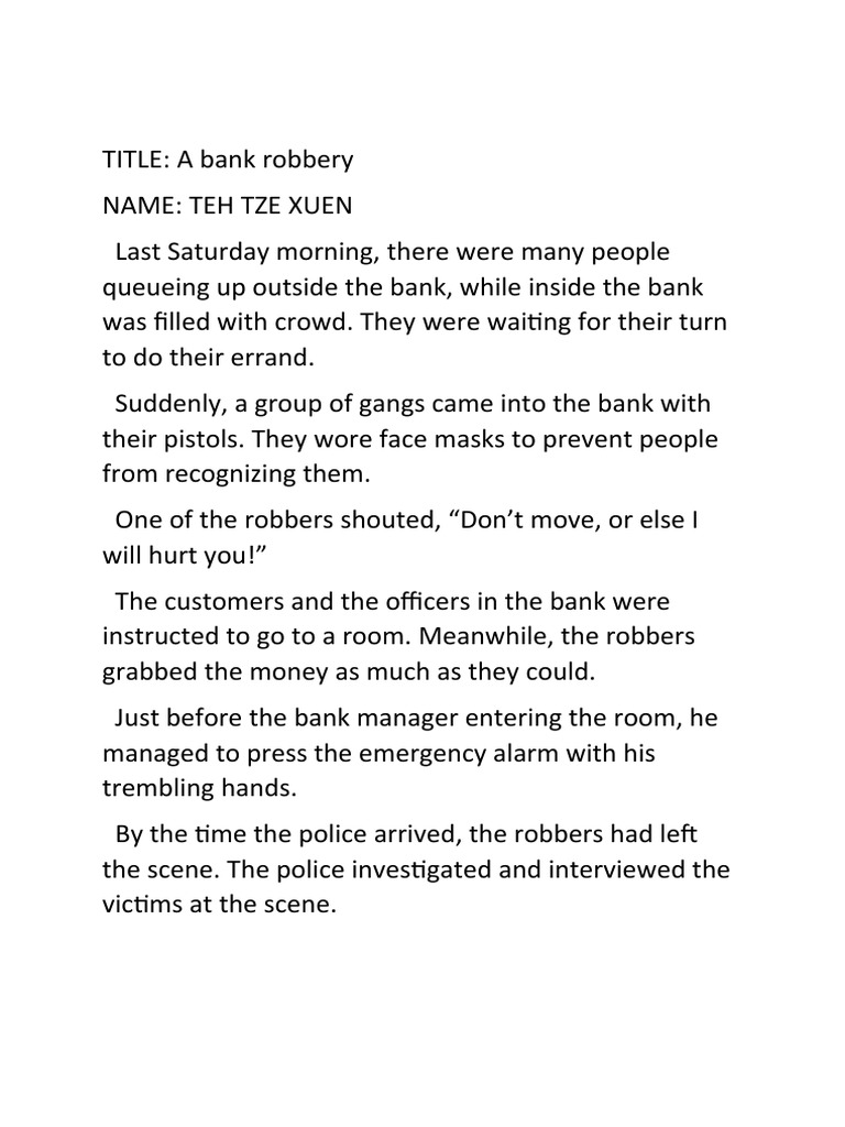 A Bank Robbery | PDF