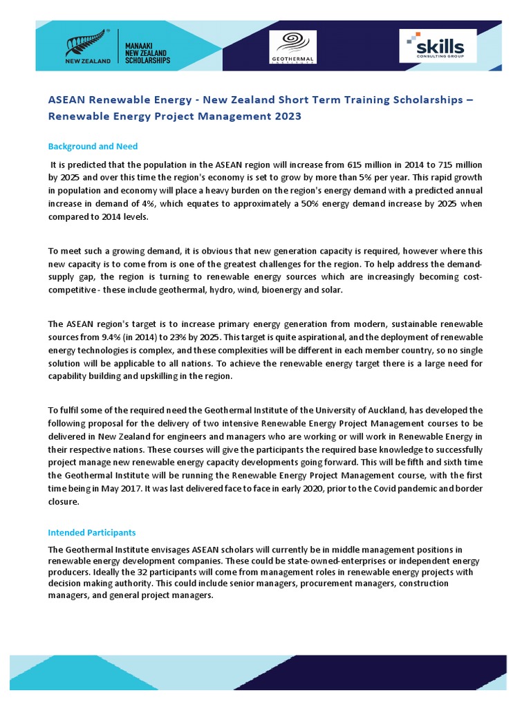 Programme Overview - Renewable Energy Project Management Course 2023 ...