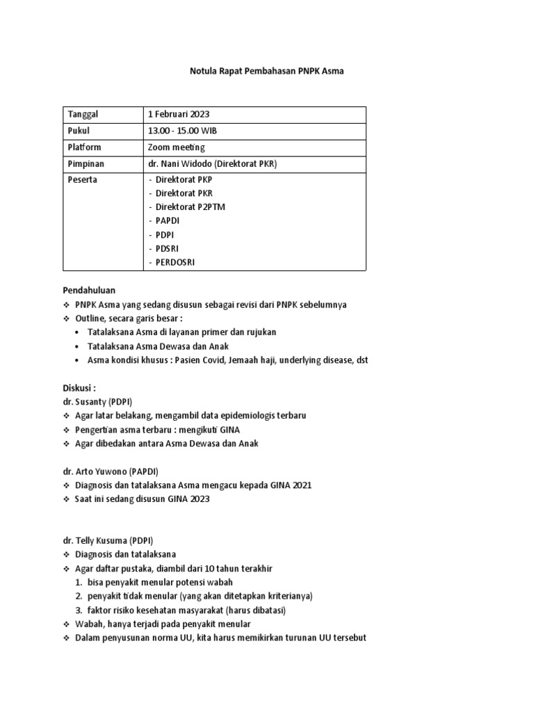 Pembahasan Revisi PNPK Asma 2023 | PDF | Pengembangan Diri | Kesehatan Holistik