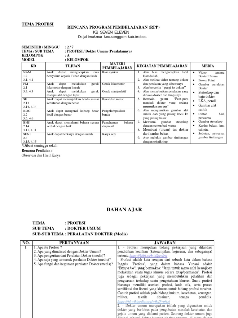 RPPH Tema Profesi Dokter | PDF