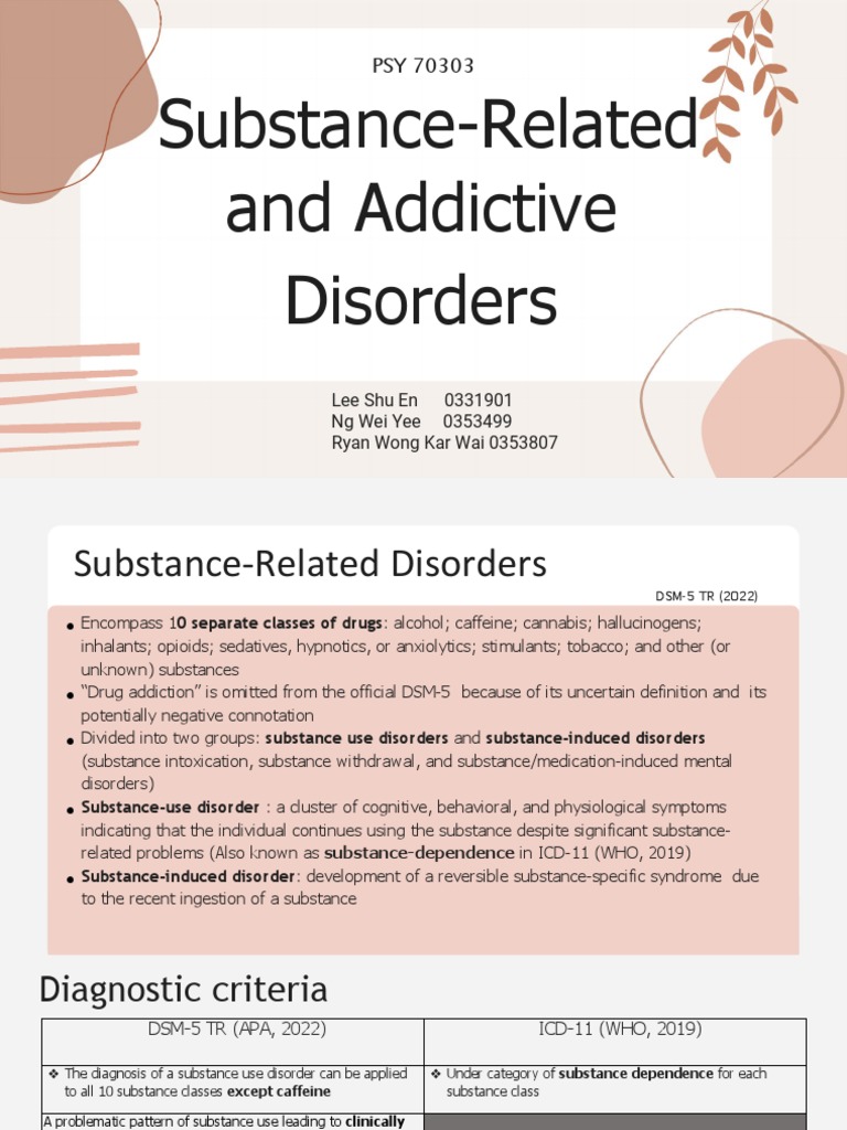 Substance Use Disorders Overview | PDF | Caffeine | Substance Use Disorder