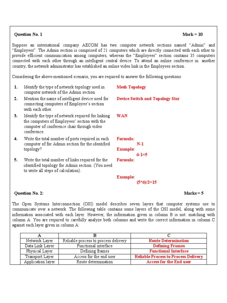 cs601 Assignment 1solution by Preparation Point | PDF | Computer Network | Osi Model