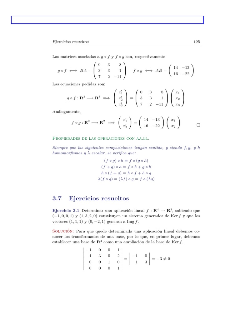 Matrices y Aplicaciones Lineales Resueltas | PDF | Mapa lineal | Teoría del operador