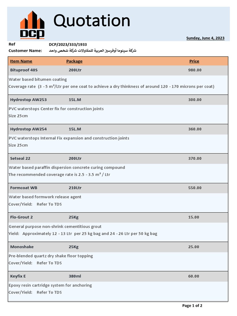 DCP Product Pricing in Saudi Arabia | PDF