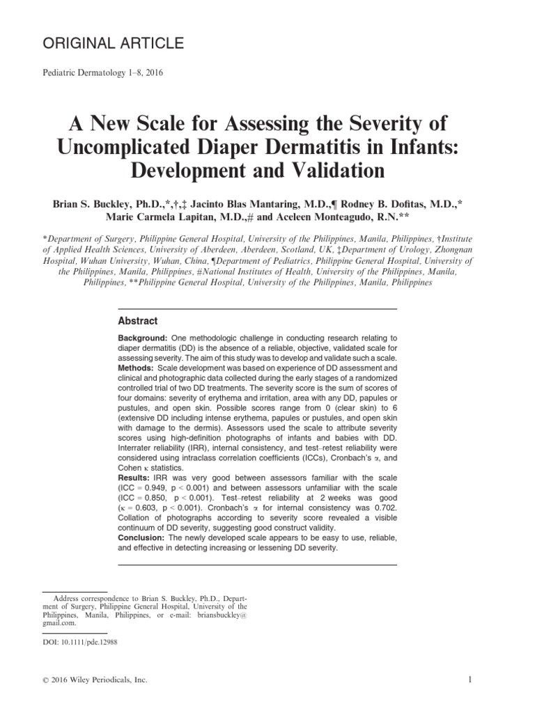 Grading Diaper Dermatitis Scoring System | PDF | Validity (Statistics)