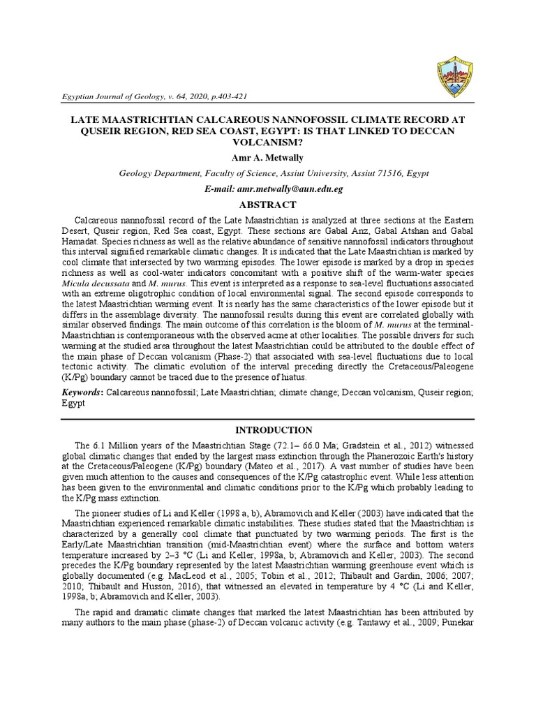 EGJG Volume 64 Issue 1 Pages 403-421 | PDF | Climate | Climate Change
