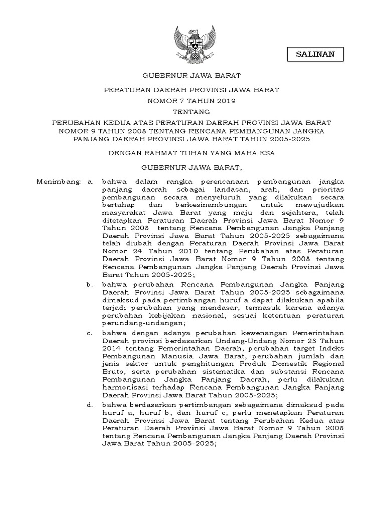 Perda 7 2019 - RPJMD 2005-2025 Jo Perda 9 2008 | PDF