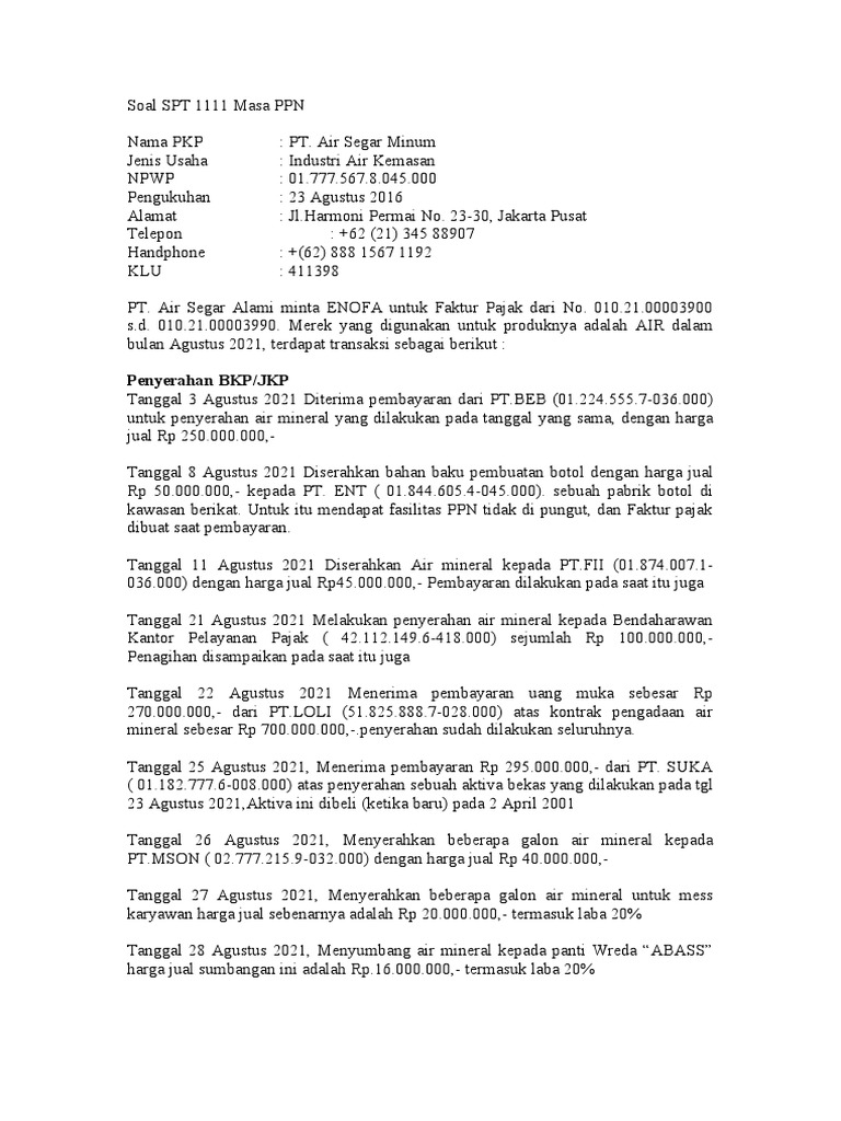 Soal SPT 1111 Masa PPN | PDF