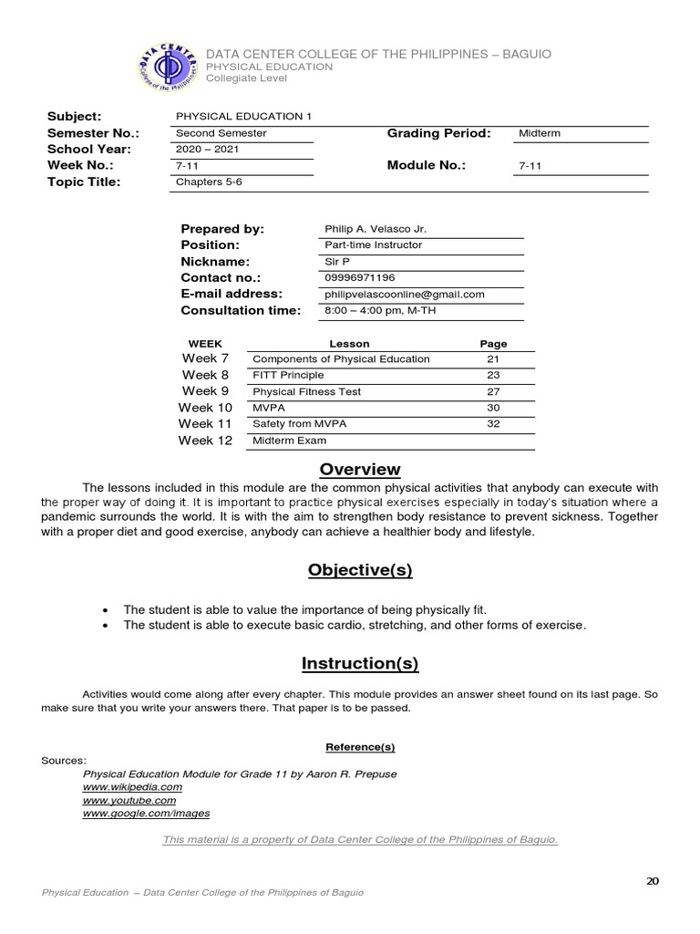 PE 1 Midterm Module | PDF | Physical Fitness | Determinants Of Health