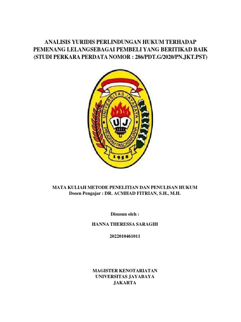 Hanna Theressa Saragih 2022010461011 Tugas MPPH Proposal Tesis-2 | PDF